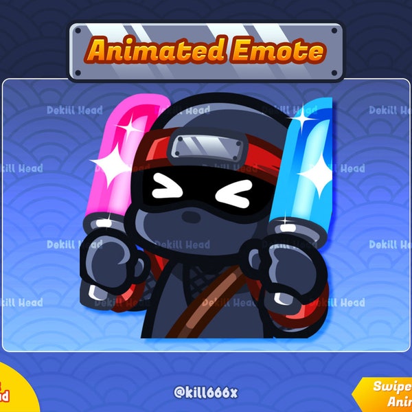 Running Black Ninja Animated Emote Gif Stream Alerts Twitch Discord - Etsy