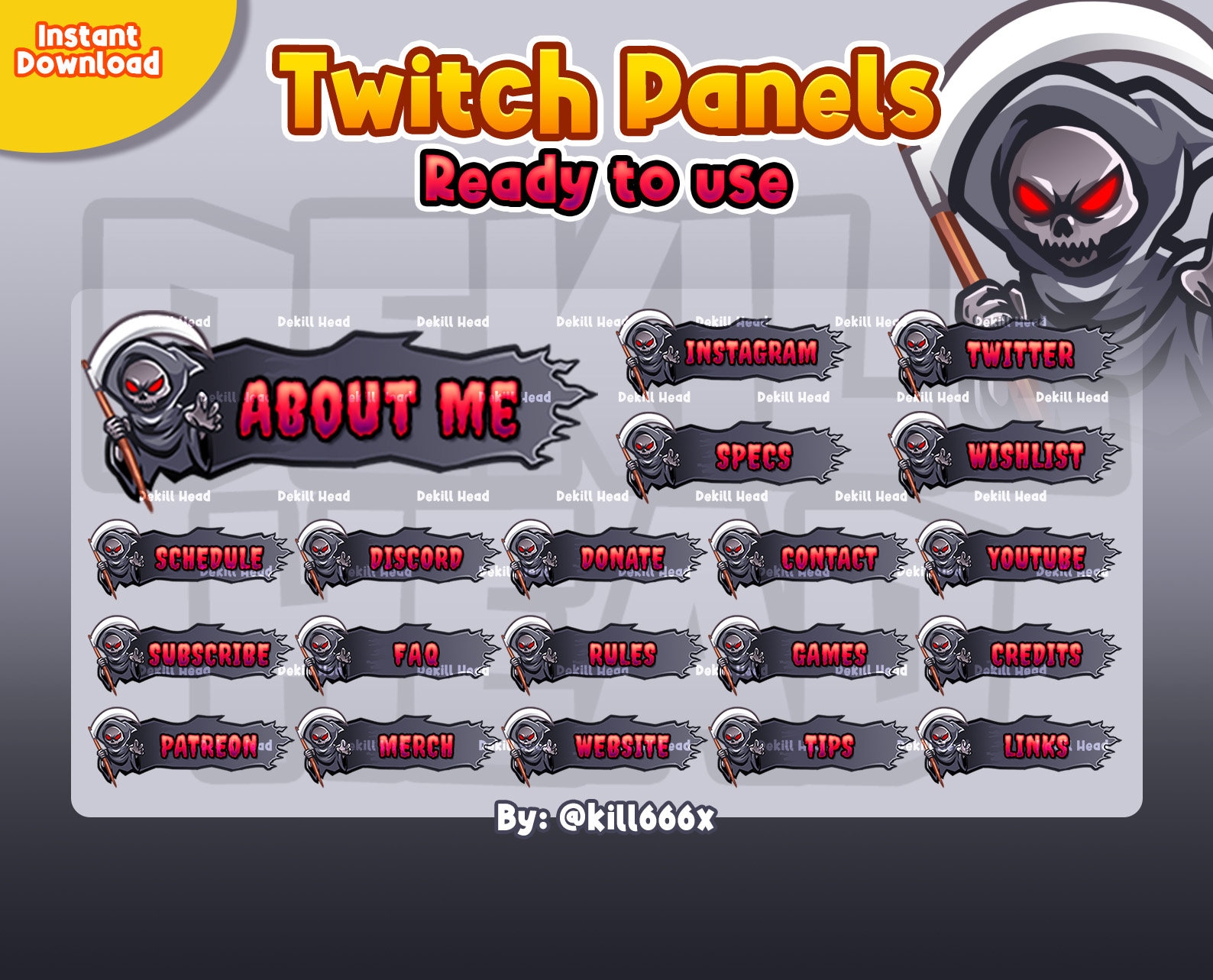 Grim Reaper 20x Twitch Panels - Etsy
