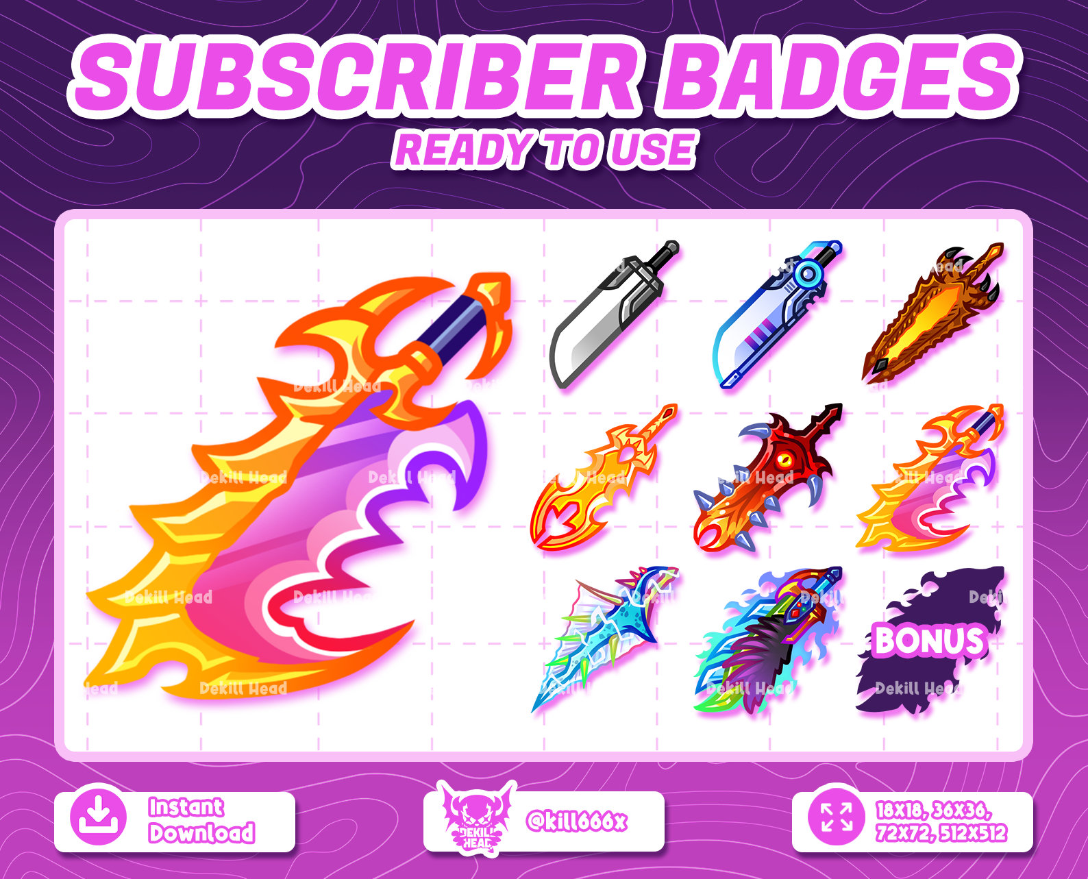 8x Ultimate Great Sword Sub Badges Bonus 1 Sub Badge Stream Badges ...