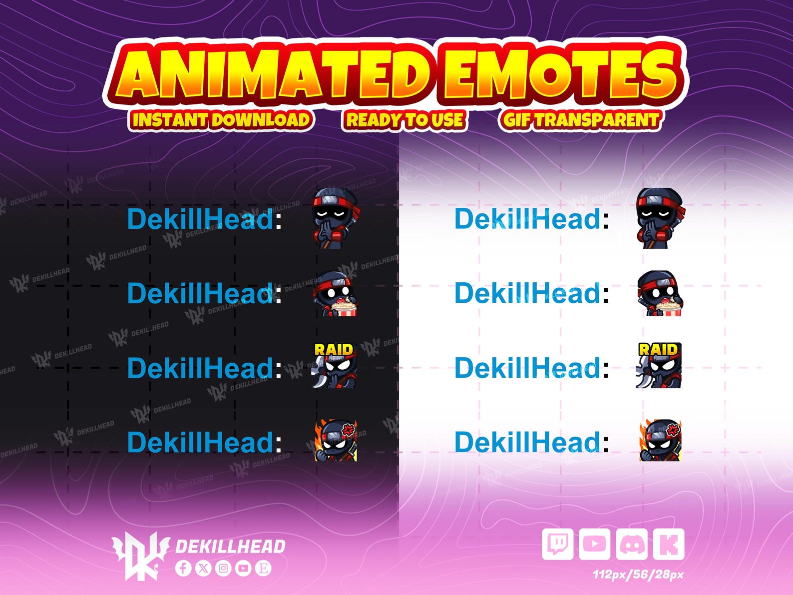 Complete Ninja Emote Pack – 24 Animated & Static Emotes for Streamers ...
