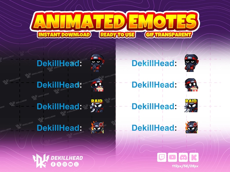 Complete Ninja Emote Pack – 24 Animated & Static Emotes for Streamers ...
