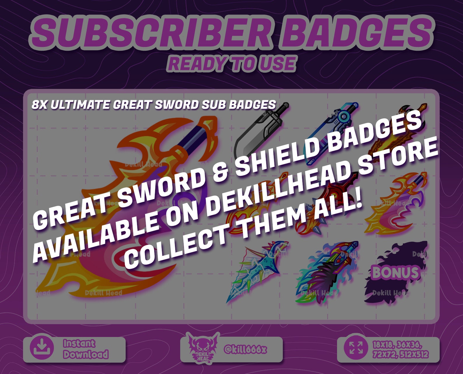 8x Ultimate Great Shield Sub Badges | Bonus 1 Sub Badge | Stream Badges ...
