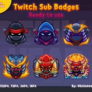 6 Sub Badges - Ultimate Ninja Samurai Oni - Etsy