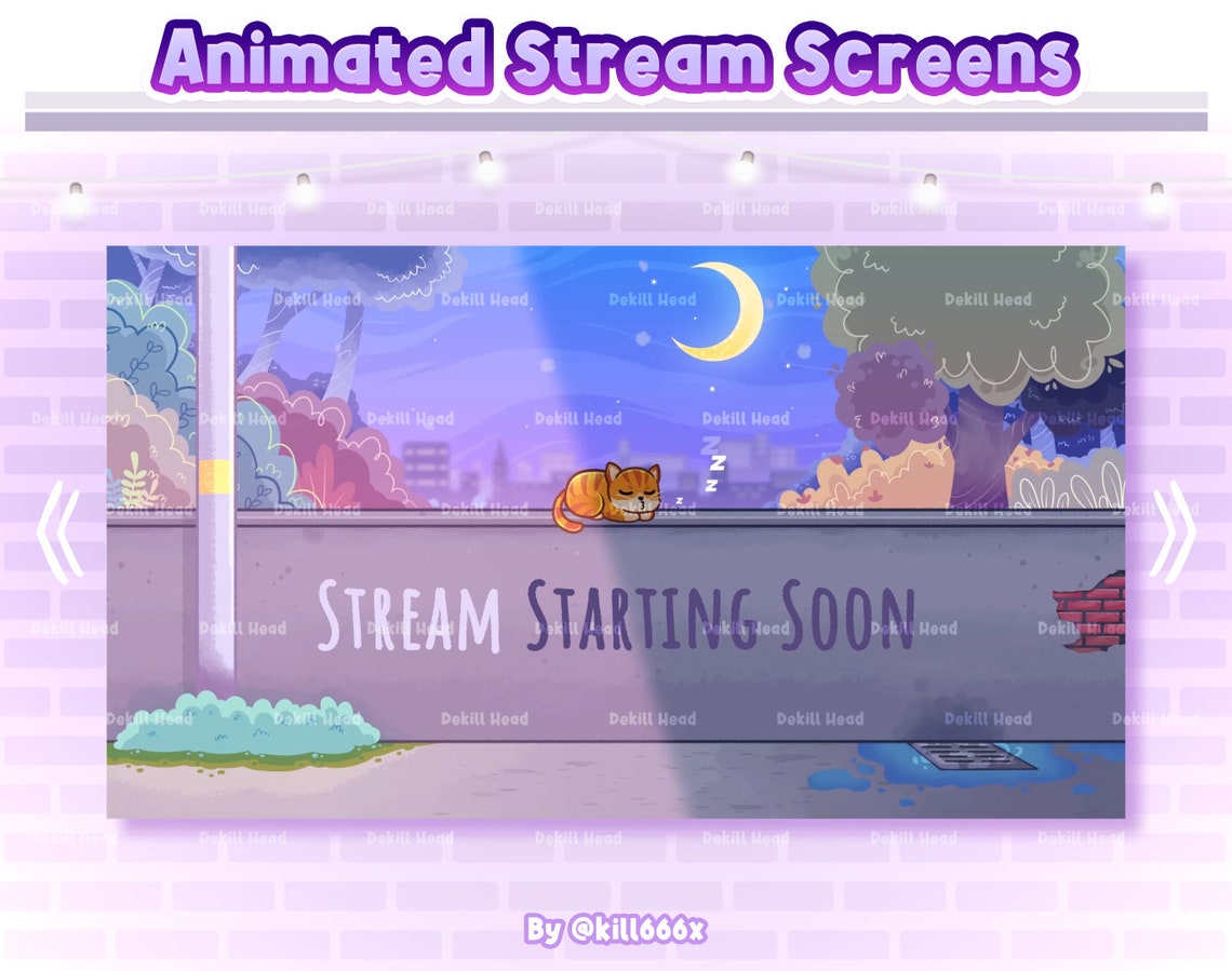 Animated Sleeping Cat Stream Screens: Starting Soon, BRB, Ending ...