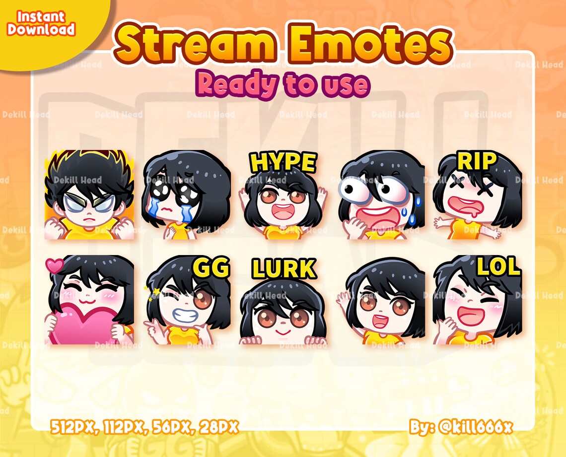 10 Stream Emotes Cute Girl With Black Short Hair - Etsy