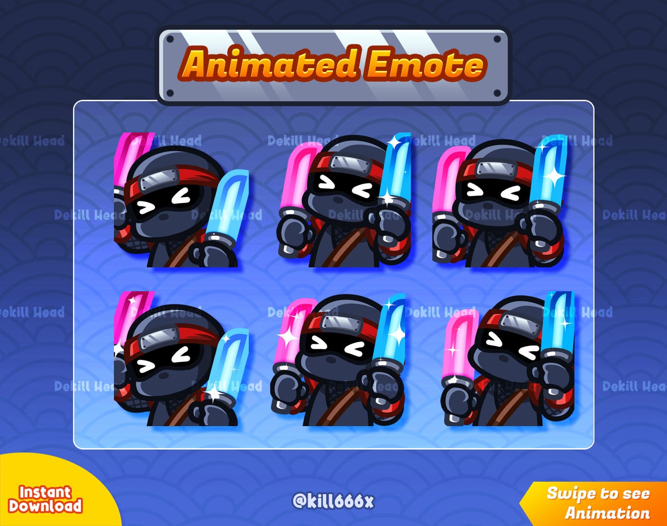 Black Ninja Glow Stick | Light Stick | Animated Emote | Gif | Stream ...