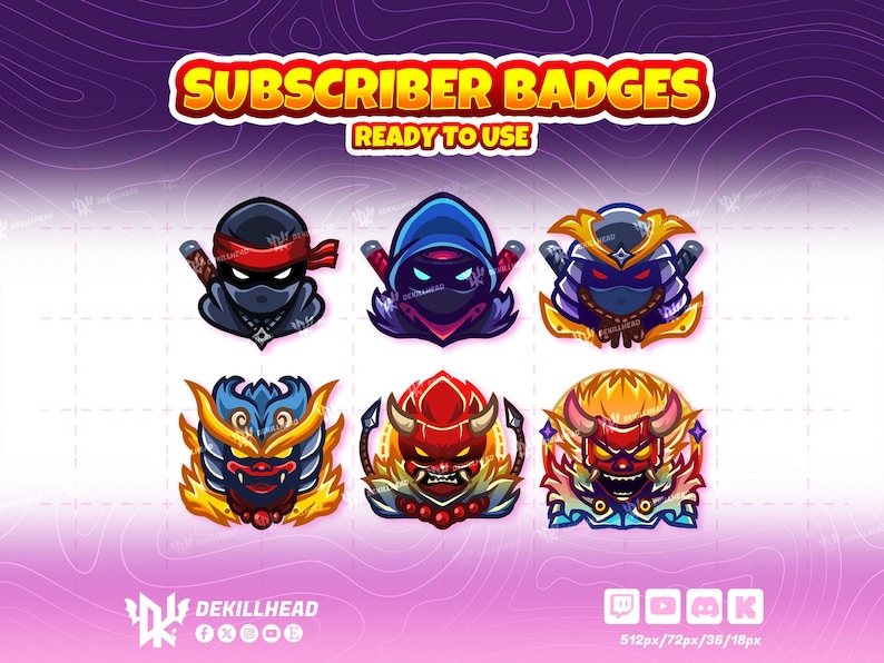 6 Sub Badges - Ultimate Ninja Samurai Oni - Etsy