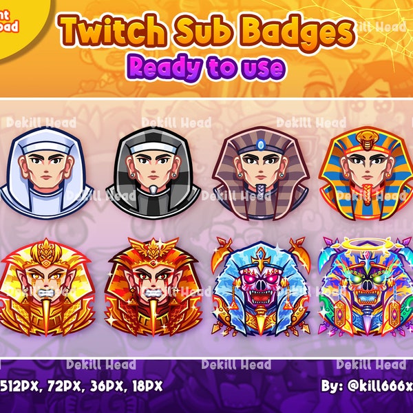 8x Knight Helmet Sub Badges Armor God Devil Stream Badges Loyalty ...