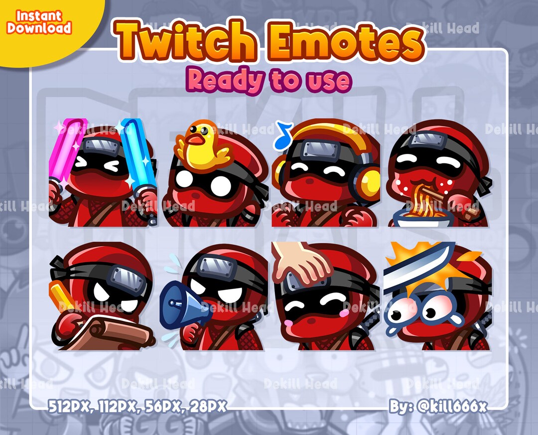 8 Emotes the Red Ninja Funny, Glowstick, Duck, Music, Eat, Write, Loud ...