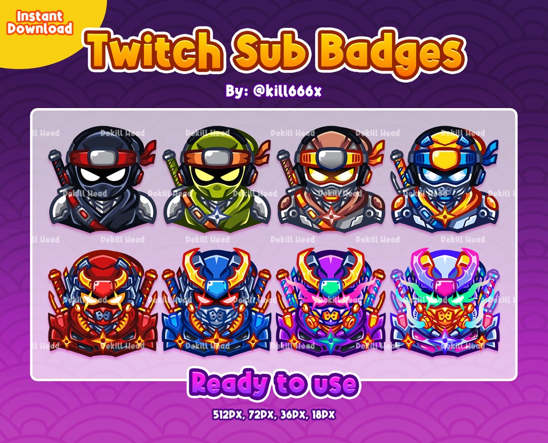 8 Sub Badges - Cyborg Ninja | Shinobi | Samurai | Kabuto - Etsy