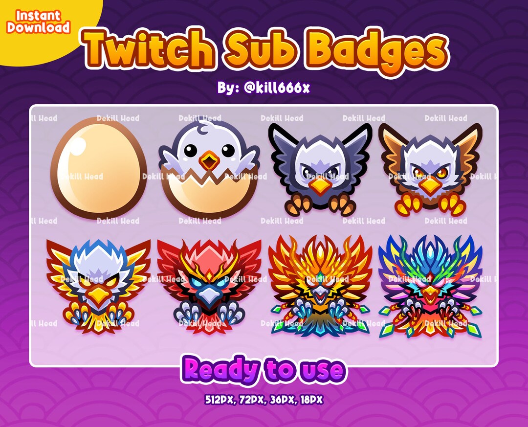 8 Sub Badges - Eagle Hawk Phoenix - Etsy