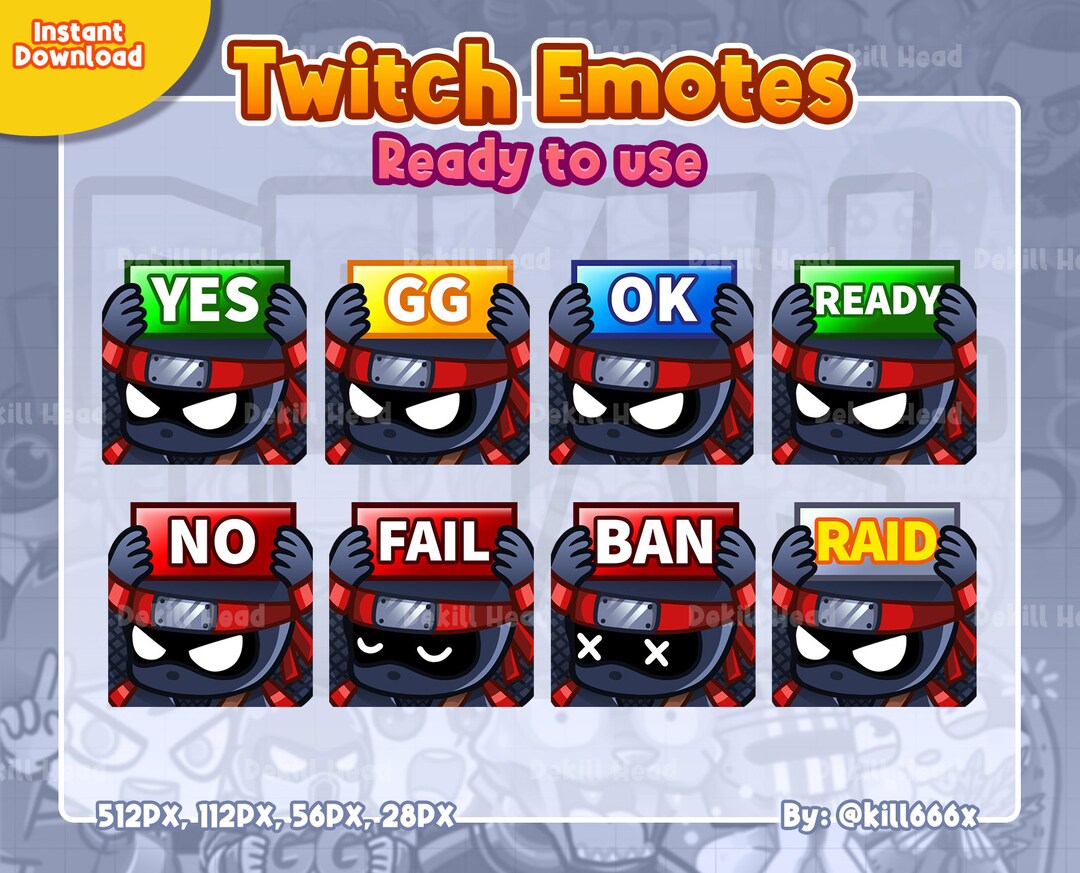 8 Emotes the Black Ninja With Board, Yes, GG, Ok, Ready, No, Fail, Ban ...