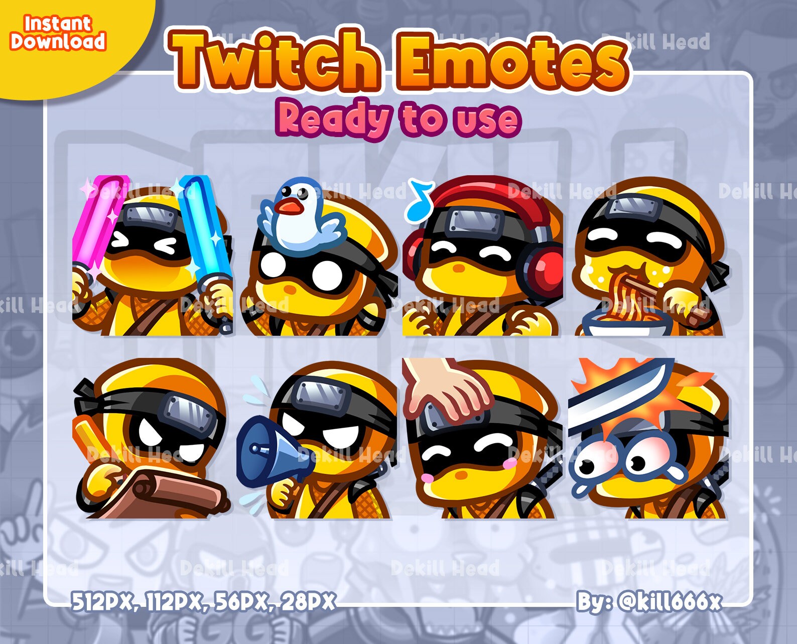 Yellow Ninja Emotes: Funny Twitch/discord/youtube Emotes (digital ...
