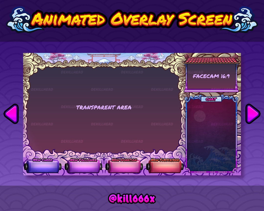 Animated Japanese Overlay Screen: Sakura, Torii, Fuji (webm) - Etsy