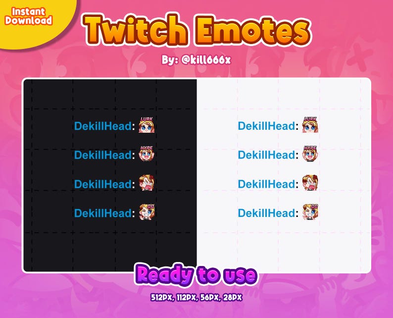 Blonde Girl Twitch Emotes - 10 Ready-to-use Stream Graphics (digital ...