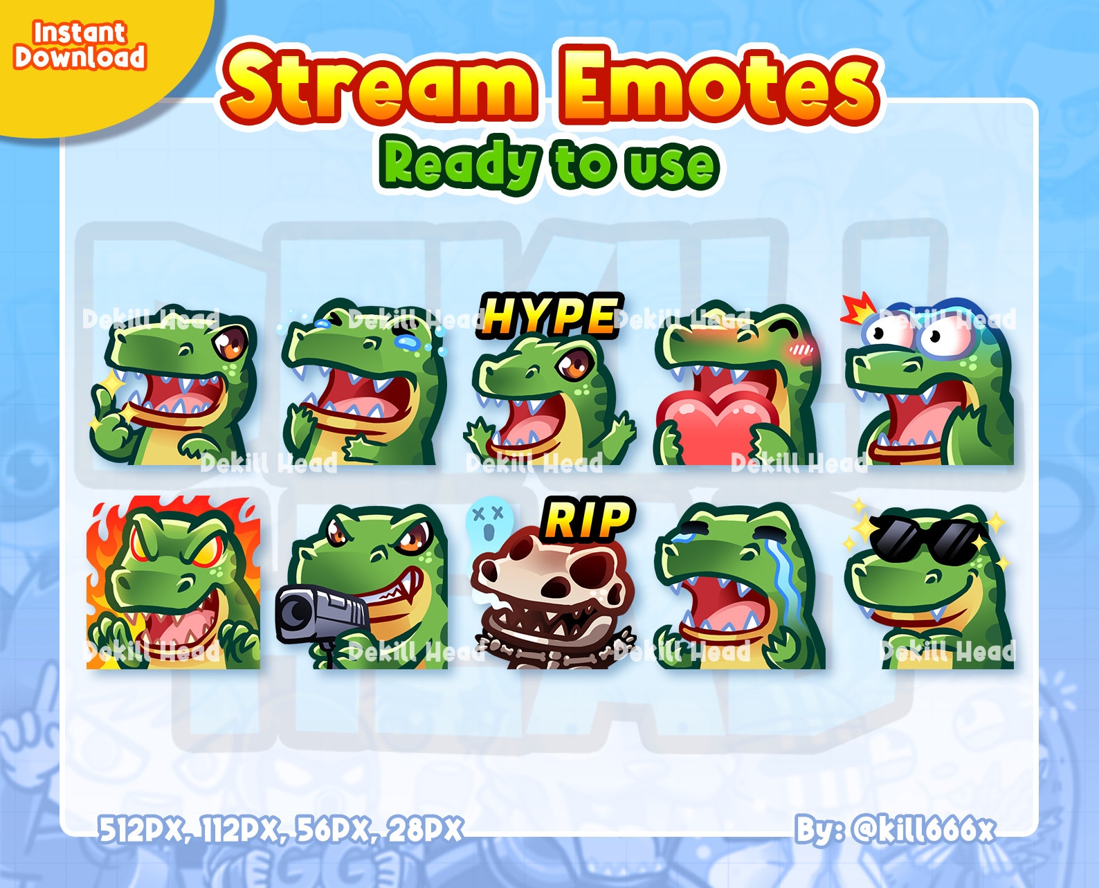 10 Dinosaur Emotes Tyrannosaurus T-rex GG LOL Hype - Etsy