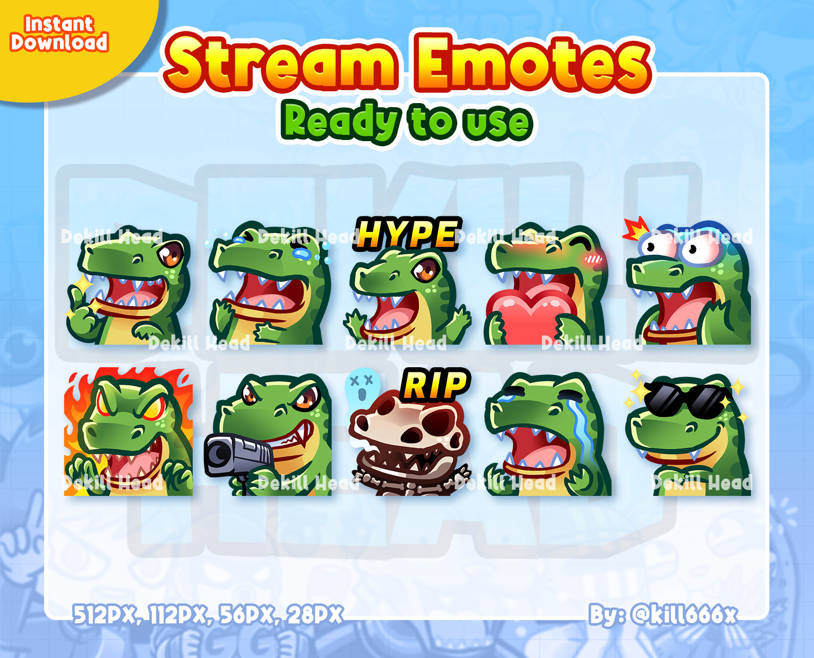 10 Dinosaur Emotes Tyrannosaurus T-rex GG, LOL, Hype, Love, Shock ...