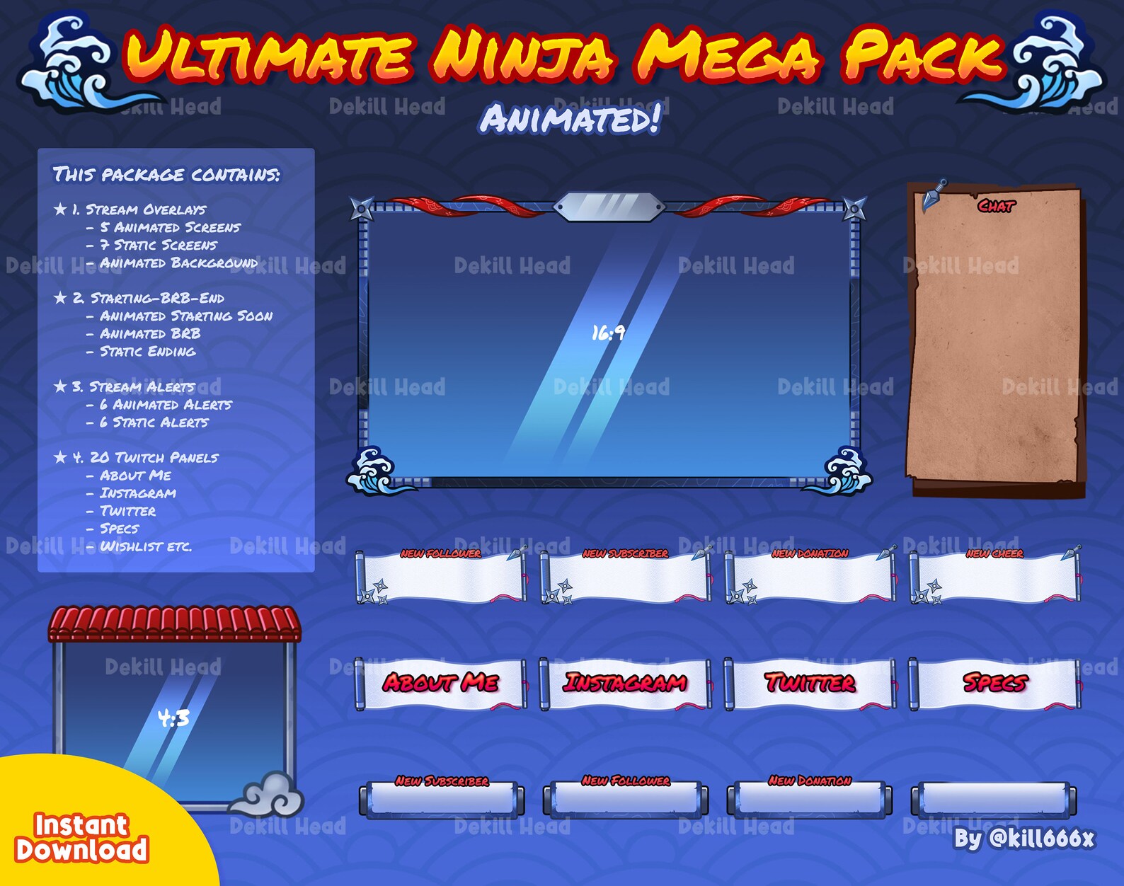 Ultimate Ninja Animated Overlay Screen Mega Pack | Overlay Screens ...