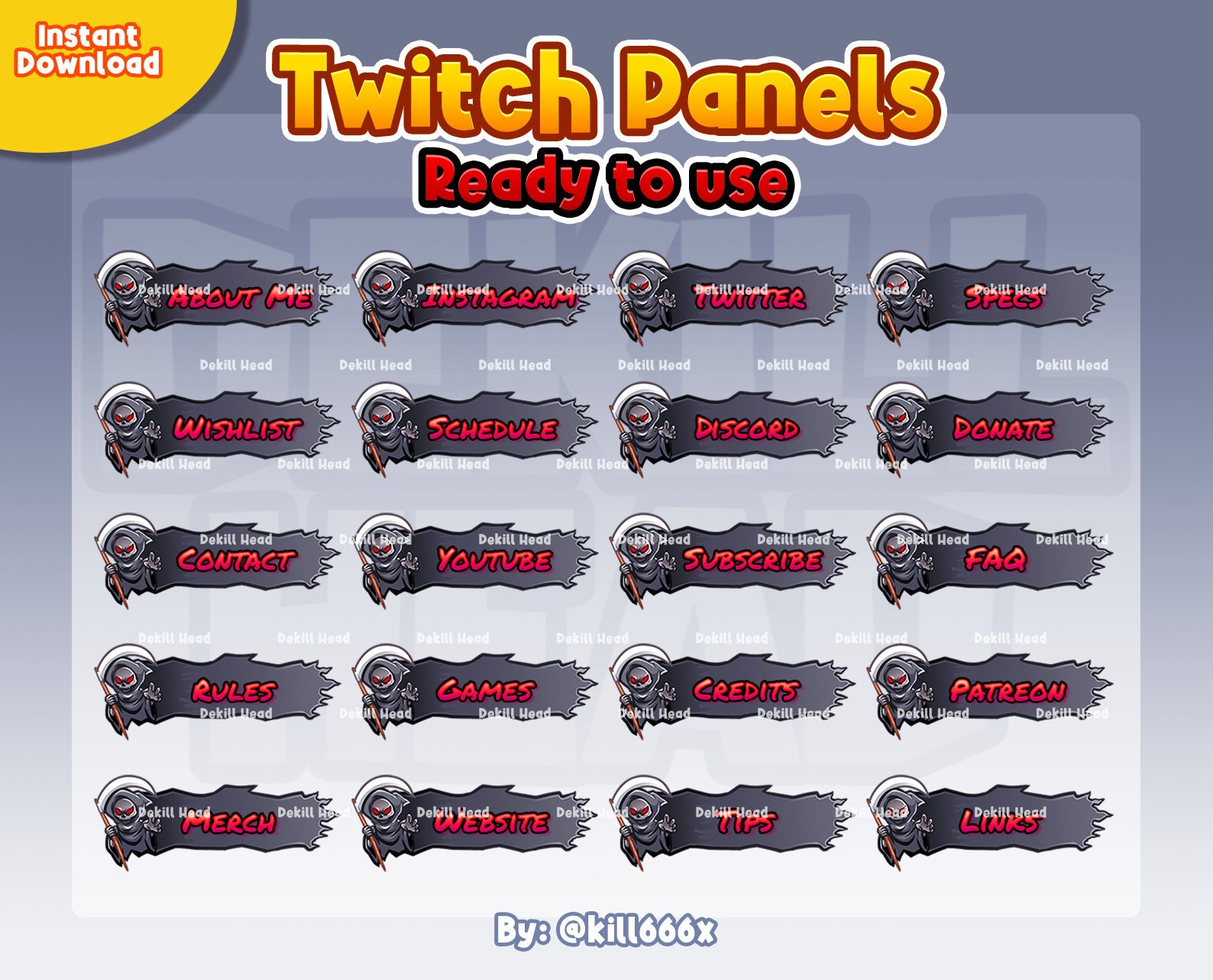 Grim Reaper 20x Twitch Panels - Etsy