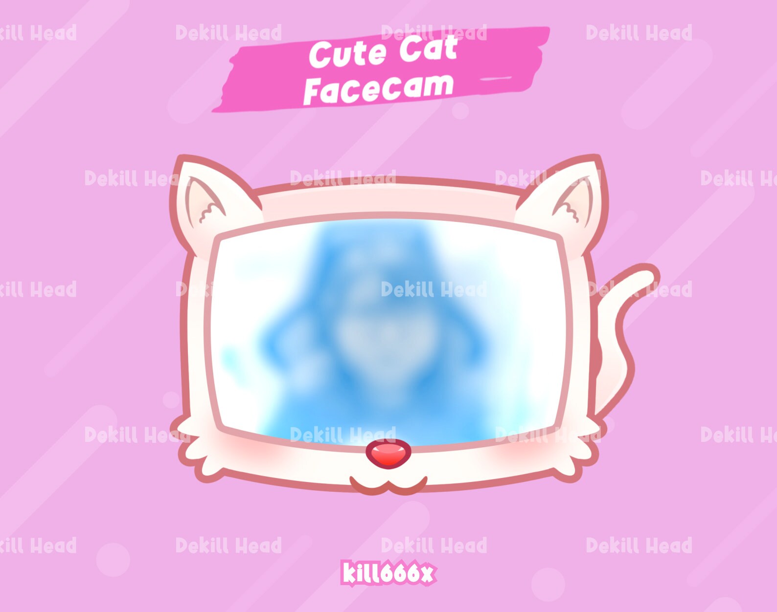 Animated Cute Cat Facecam White Pink Skin - Etsy