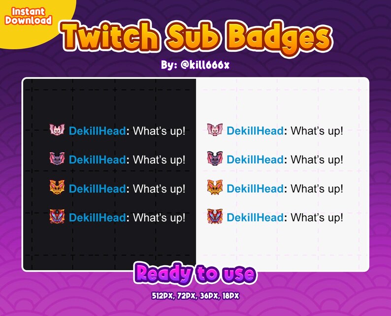 8 Sub Badges - Devil Bat - Etsy