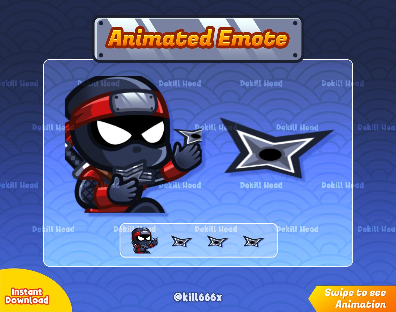 Black Ninja Throwing Shuriken 2 Animated Emotes GIF PNG WEBM Twitch - Etsy