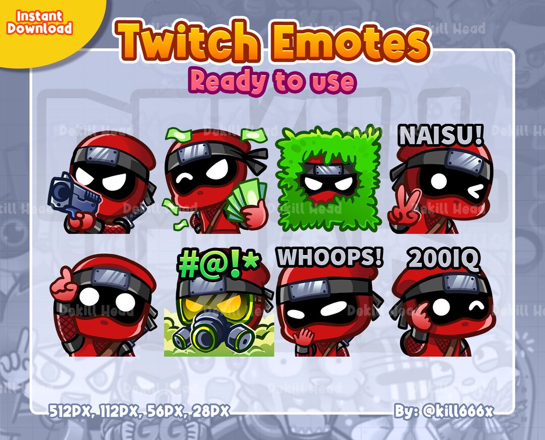 Red Ninja Emotes: Twitch, Discord, Youtube (digital Download) - Etsy