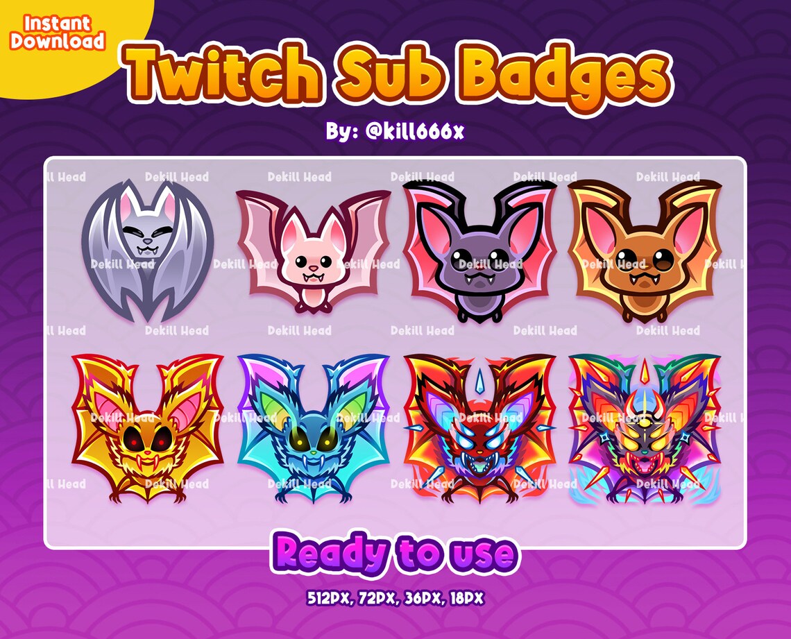 8 Sub Badges - Devil Bat - Etsy
