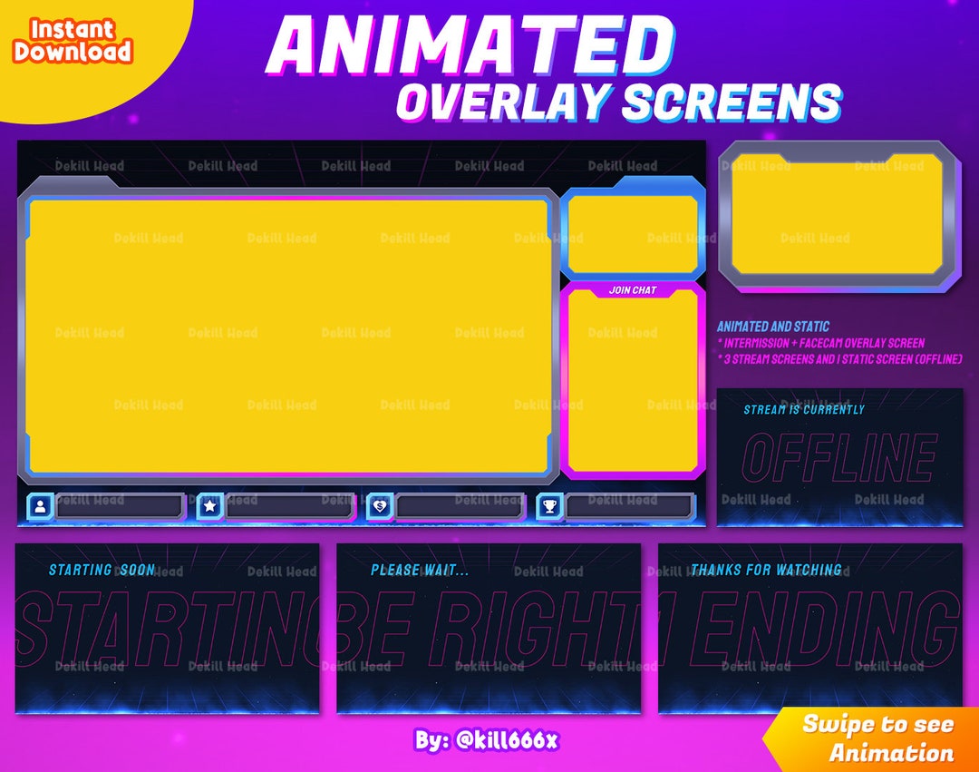 Animated Magenta Overlay Screens | Vaporwave | Intermission | Facecam ...