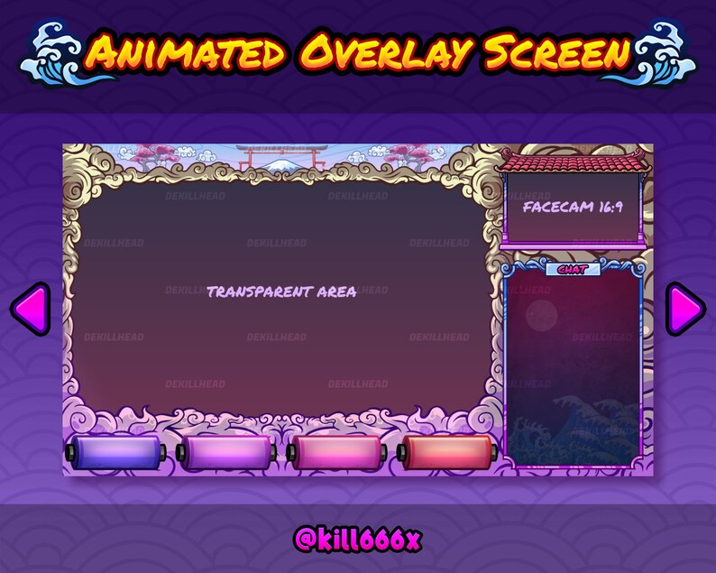 Animated Japanese Overlay Screen: Sakura, Torii, Fuji (webm) - Etsy