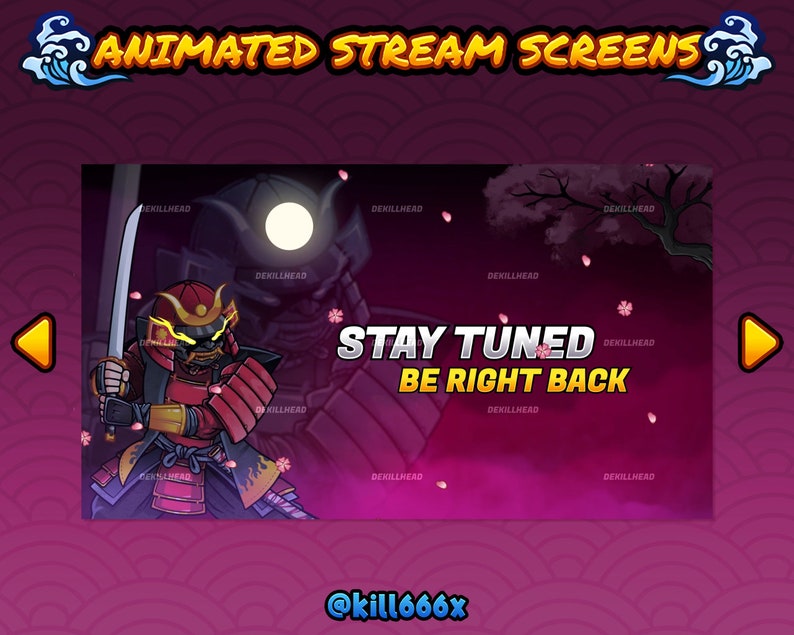 4x Animated Stream Screens - Samurai - Oni Mask - Japan - Sakura ...