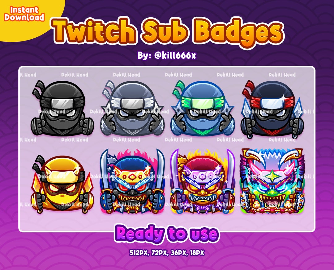 8 Sub Badges - Oni Ninja With Weapon - Etsy