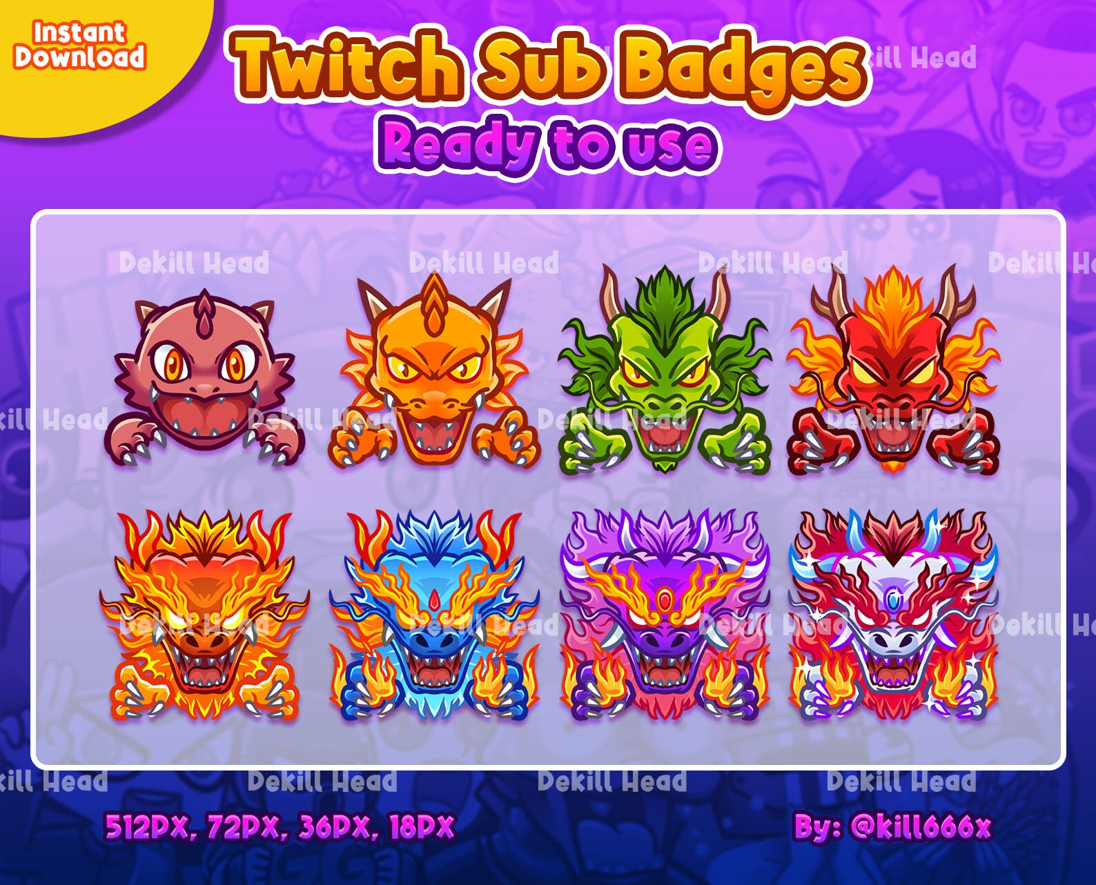 8x Ultimate Dragon Sub Badges | Stream Badges | Loyalty Badges | Twitch ...
