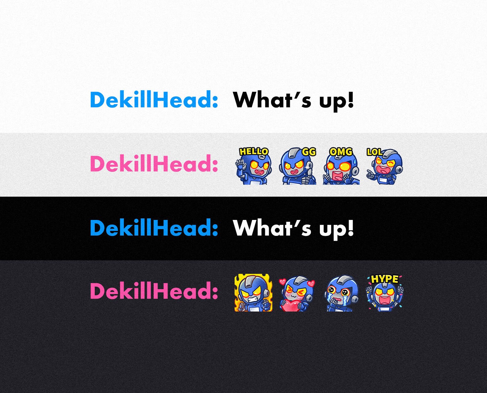 8 the Blue Robot Emotes, Hello, GG, OMG, LOL, Rage, Love, Crying, Hype ...