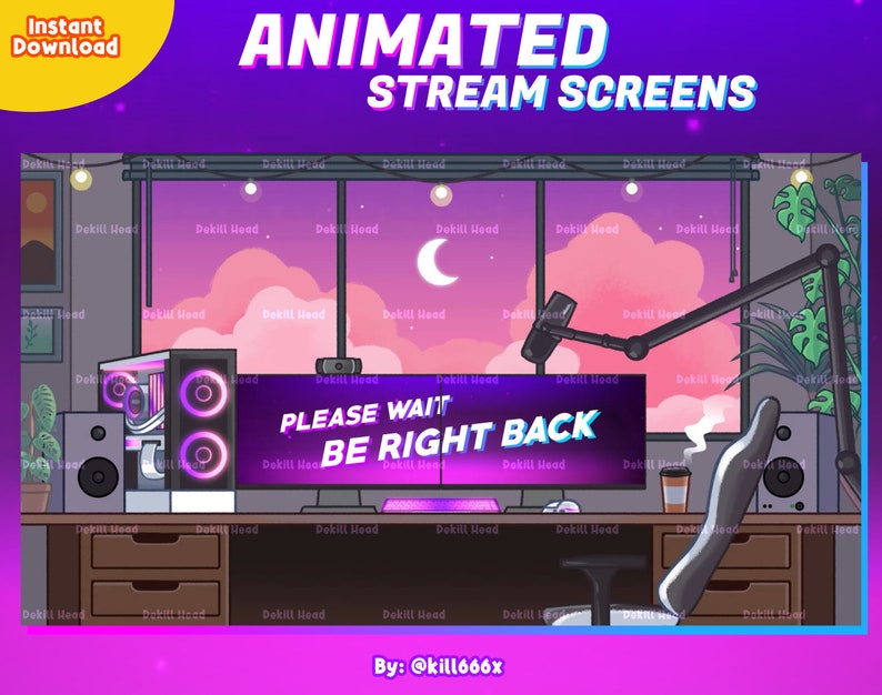 Animated Stream Screens | Chill Gamer Boy | Coffee | Mullet | Black ...