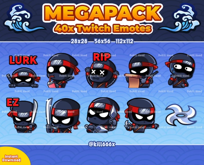 40 Emotes the Black Ninja MEGAPACK - Etsy