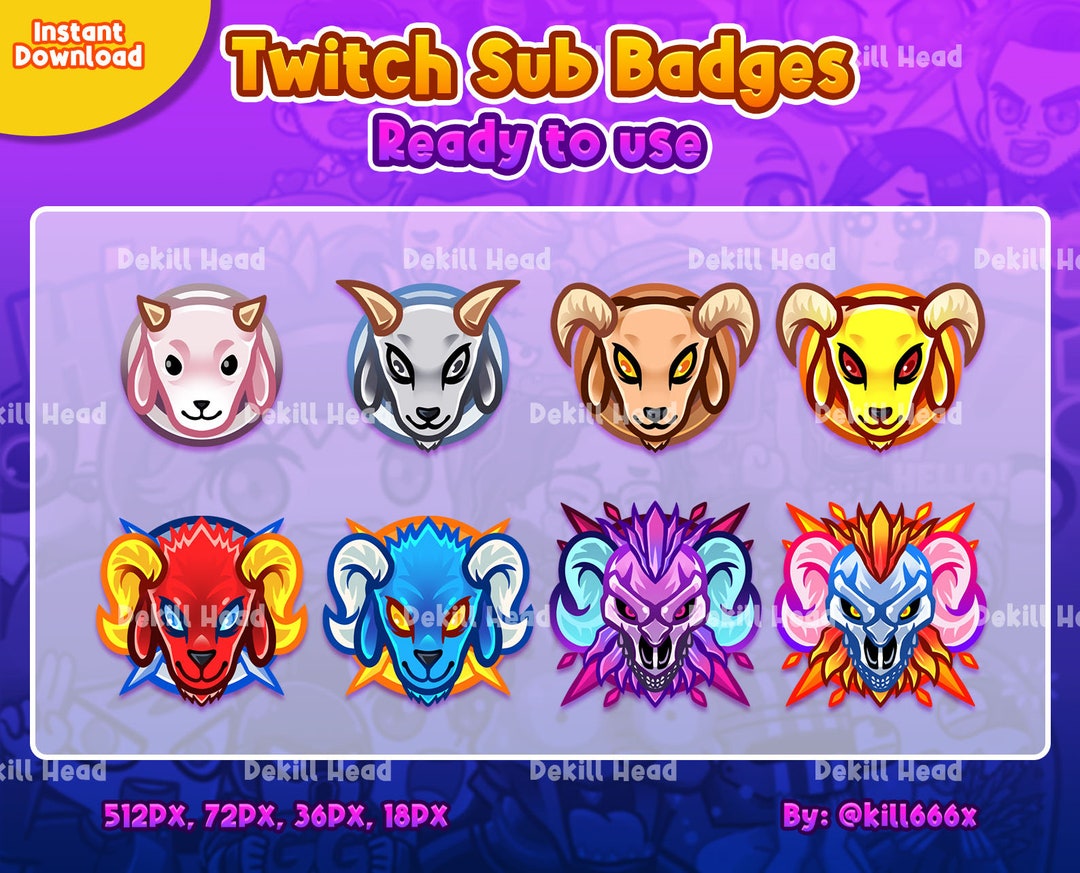 8x Goat Sub Badges | Stream Badges | Loyalty Badges | Twitch Badges - Etsy