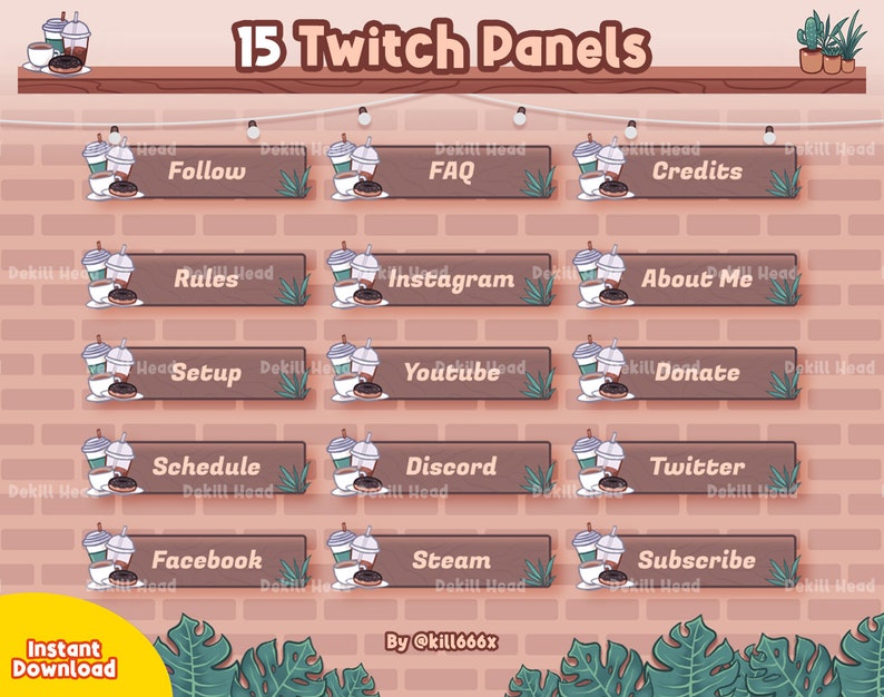 15 Twitch Panels Coffee Shop Theme - Etsy