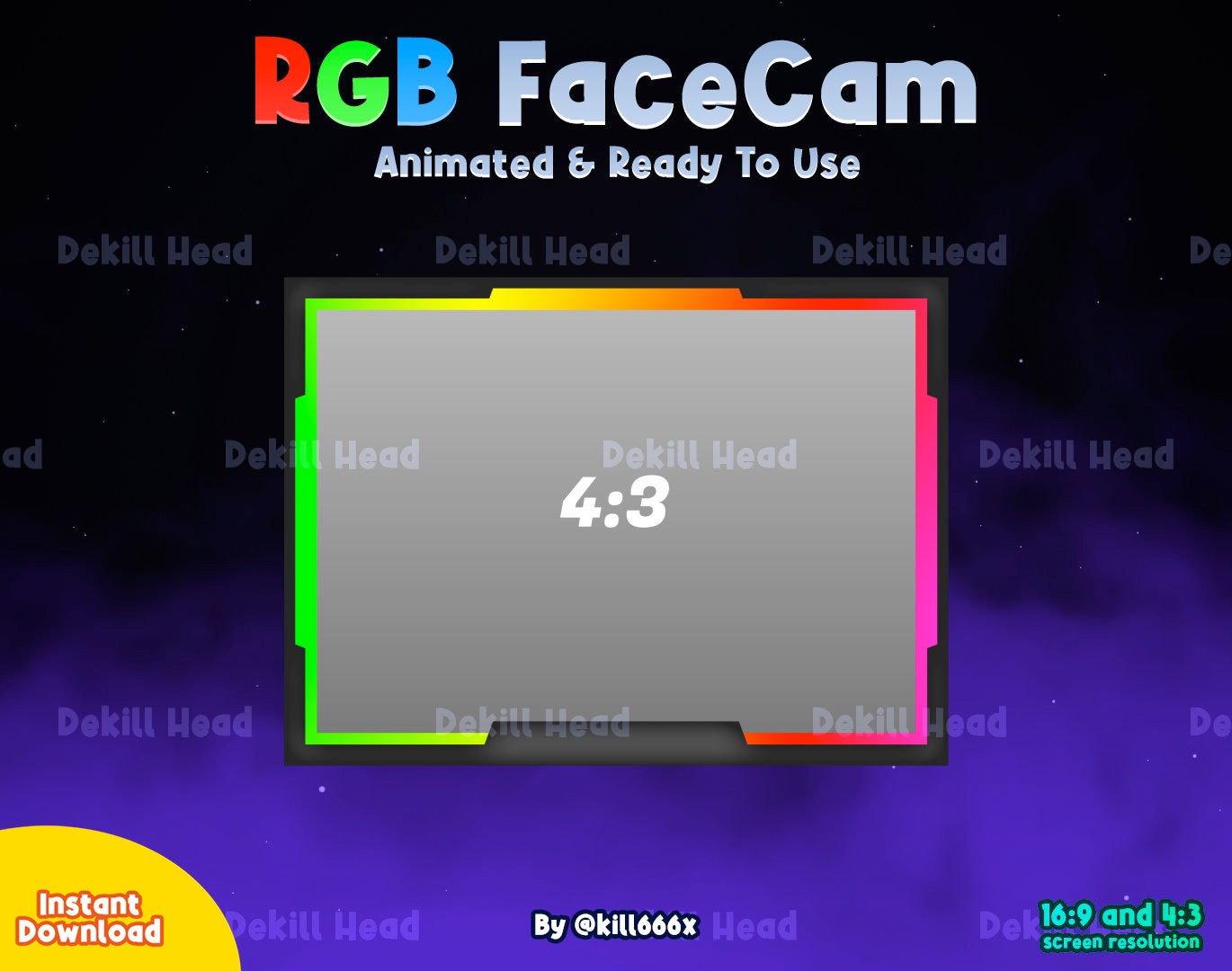 RGB Facecam Overlay| Animated Webcam | Color Cycle | Stream Graphic - Etsy