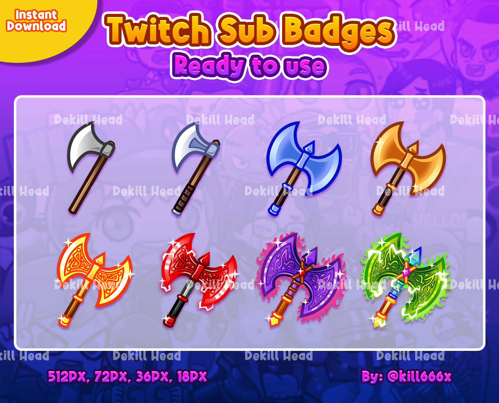 8x Axe Sub Badges Viking Weapon Stream Badges Loyalty Badges Twitch ...