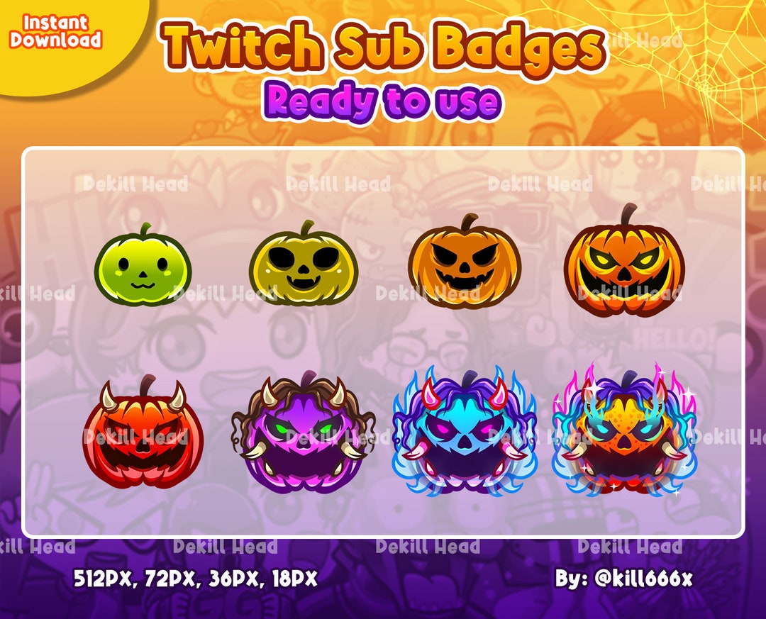 8 Sub Badges | Pumpkin | Halloween | Jack-o'-lantern | Scary | Evil ...