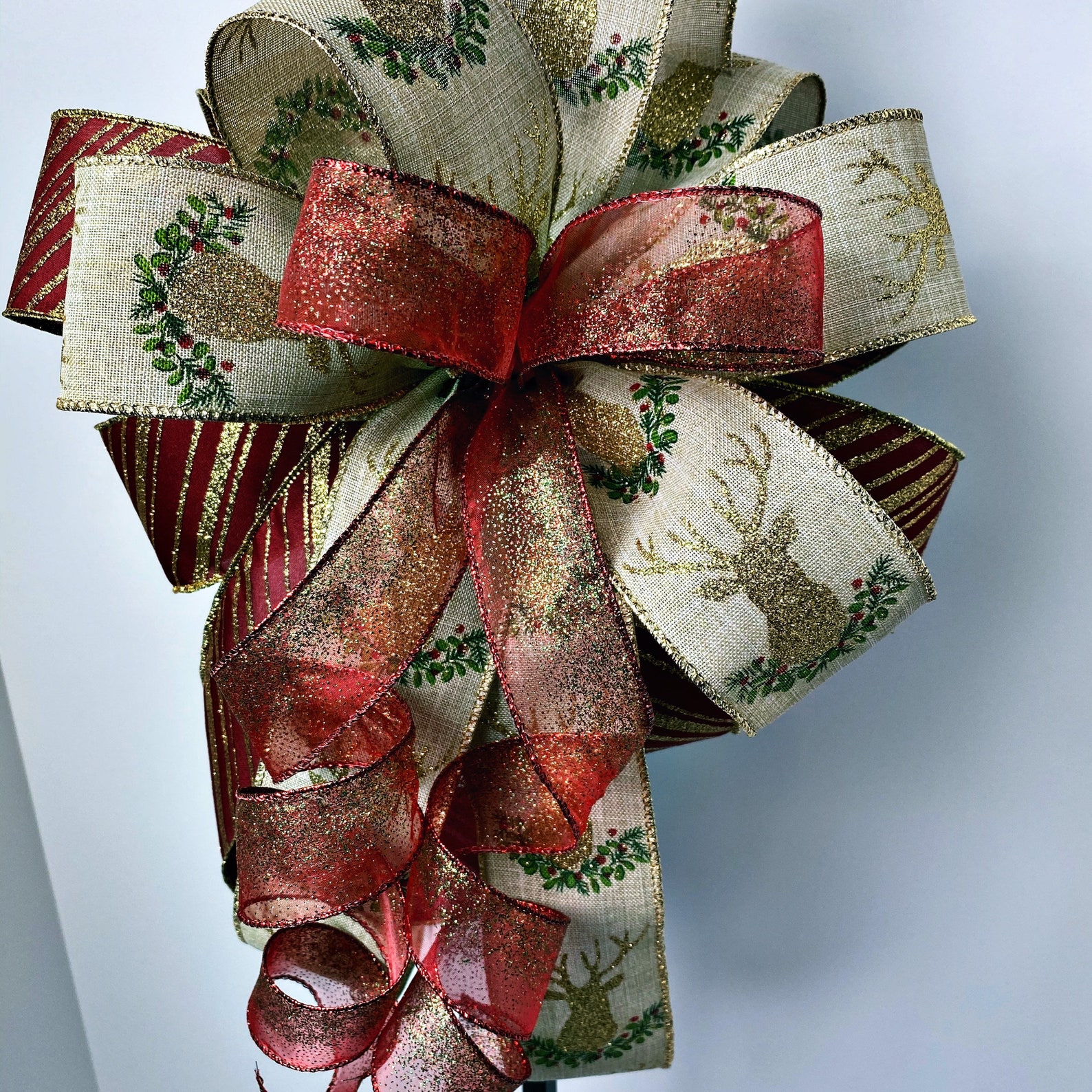 Christmas Bows for Wreath Christmas Tree Bows Garland Bows | Etsy