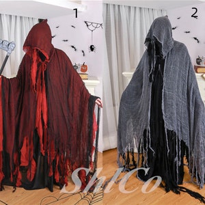 Halloween Grim Reaper Cape Hooded Halloween Cape Long Cosplay Cape Grim ...