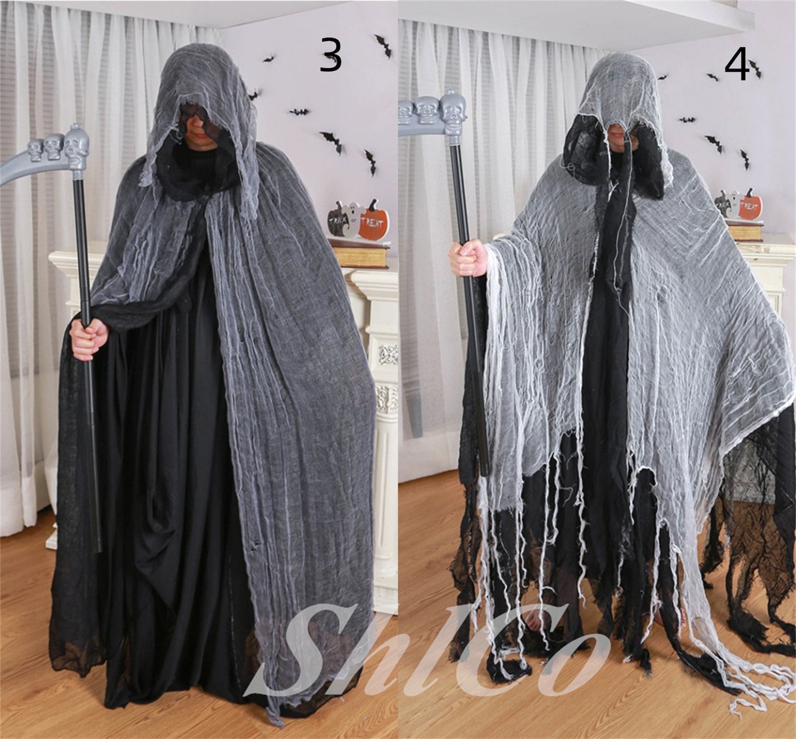 Halloween Grim Reaper Cape Hooded Halloween Cape Long Cosplay - Etsy