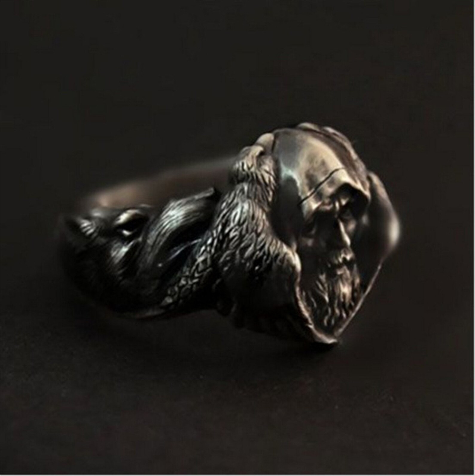 Old Man Head Ringbronze Mens Ringvintage Ringmens Band - Etsy