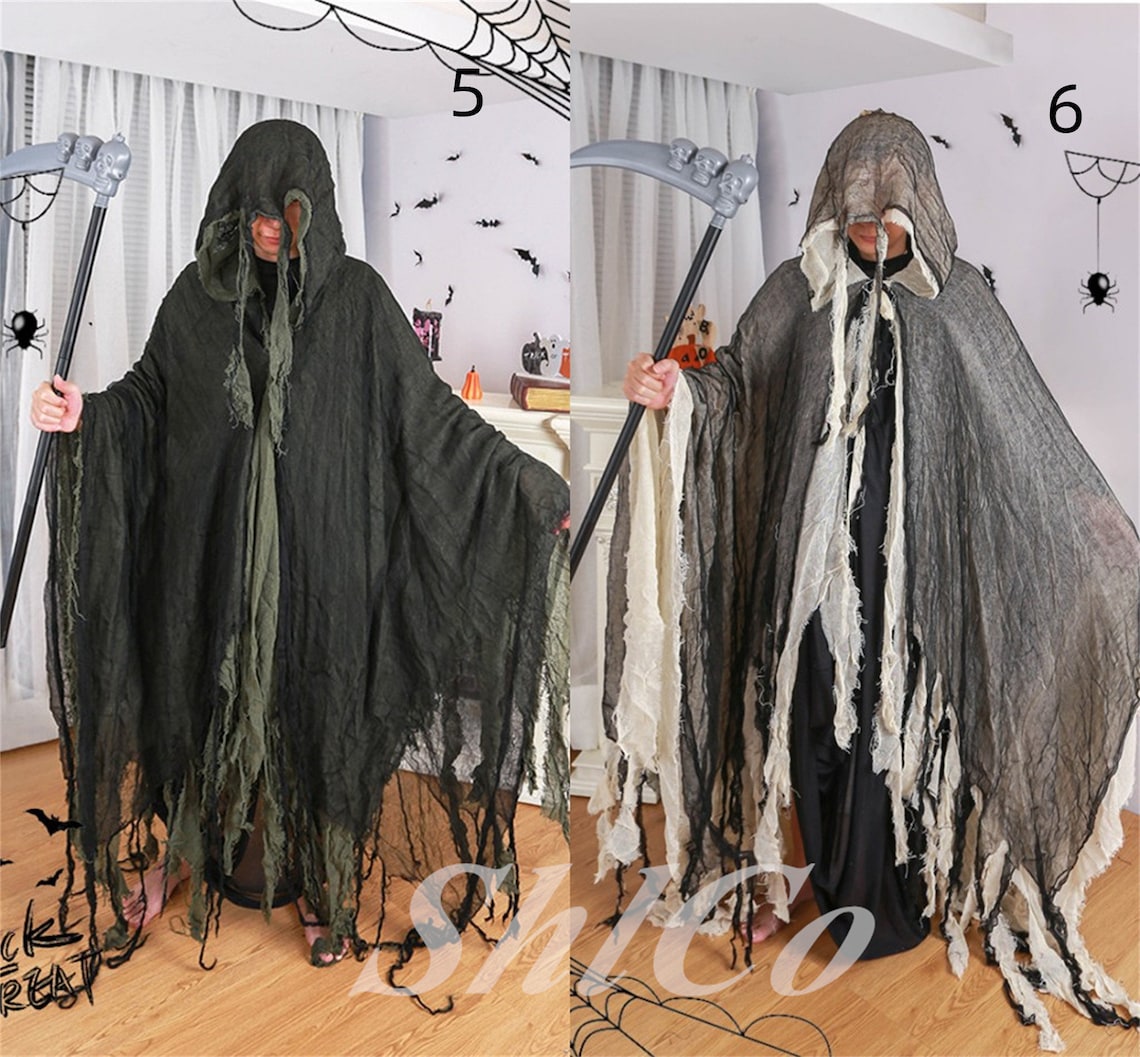 Halloween Grim Reaper Cape Hooded Halloween Cape Long Cosplay - Etsy