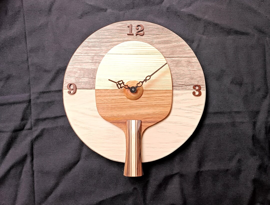 Wooden Wall Clock Table Tennis Racket Shape Free Shipping - Etsy