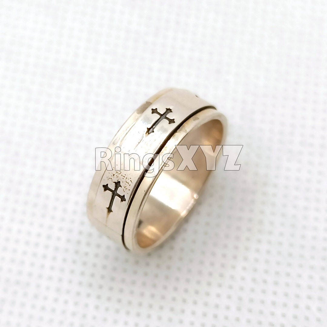 Spinner Ring faith in God, Sterling Silver Cross Spinner Ring, Yoga ...