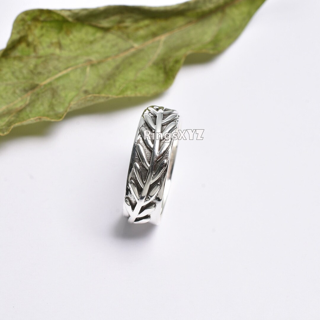 Silver Leaf Design Ring, 925 Sterling Silver Ring, Handmade Silver Leaf ...