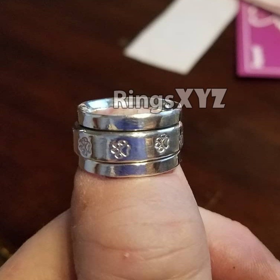 Paw Print Rotating Ring, Paw Print Spinner Ring, Cat Pet Paw Ring ...